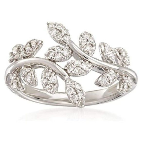 Ross-Simons | Jewelry | Rosssimons Womendiamond Laurel Leaf Bypass Ring ...